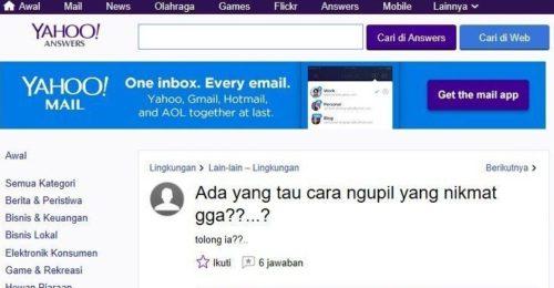 Berikut Ini Adalah 8 Pertanyaan Terkamvret yang Pernah Ada Di Yahoo Answer, Ngakak Full Power ...